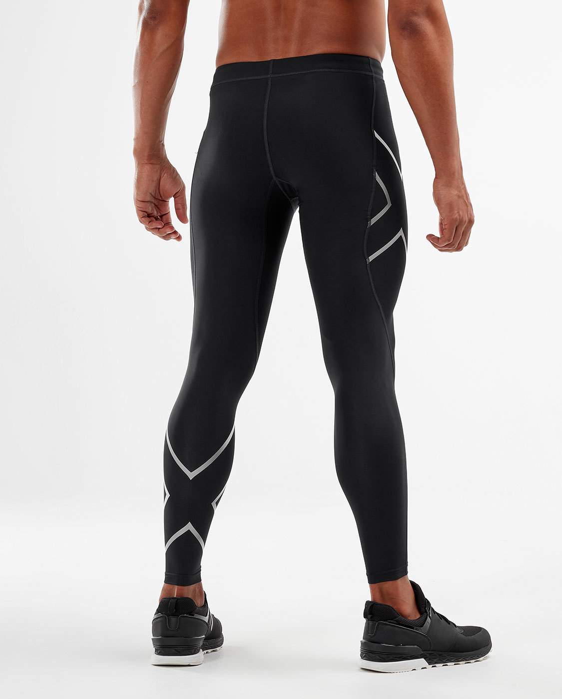 2XU Mens Core Compression Tights Black/Silver - Fishface Cycles