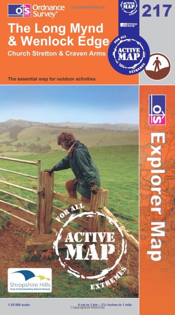 Ordnance Survey Explorer Active Map 217- The Long Mynd and Wenlock Edge ...